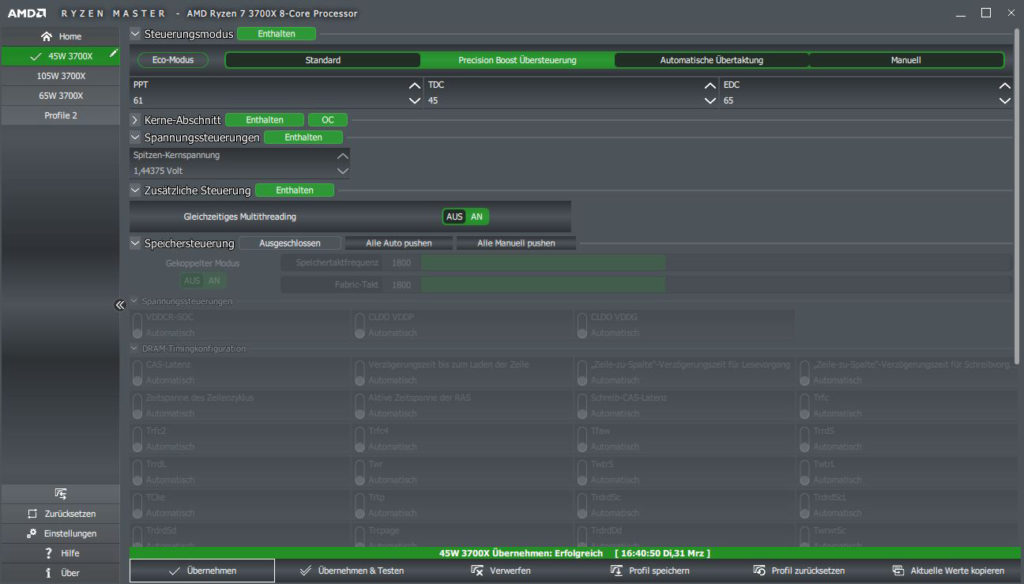 AMD Ryzen 7 3700X TDP OC Anleitung AMD TDP Limit Erhöhen